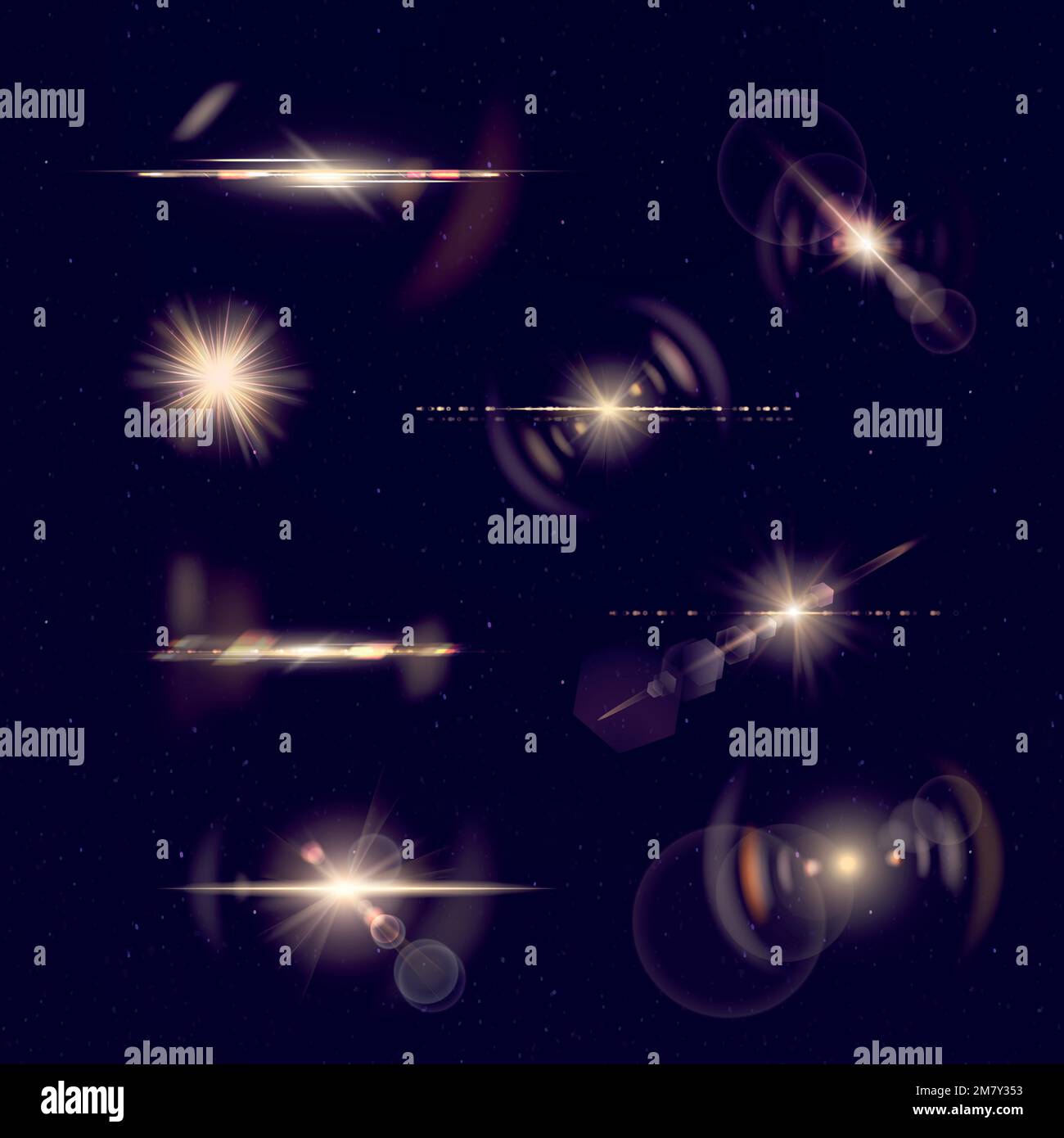 Glowing gold lens flare vector set Stock Vector Image & Art - Alamy