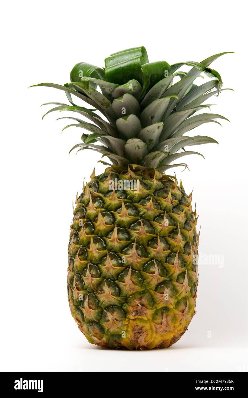 whole natural fresh pineapple isolated on white background Stock Photo ...