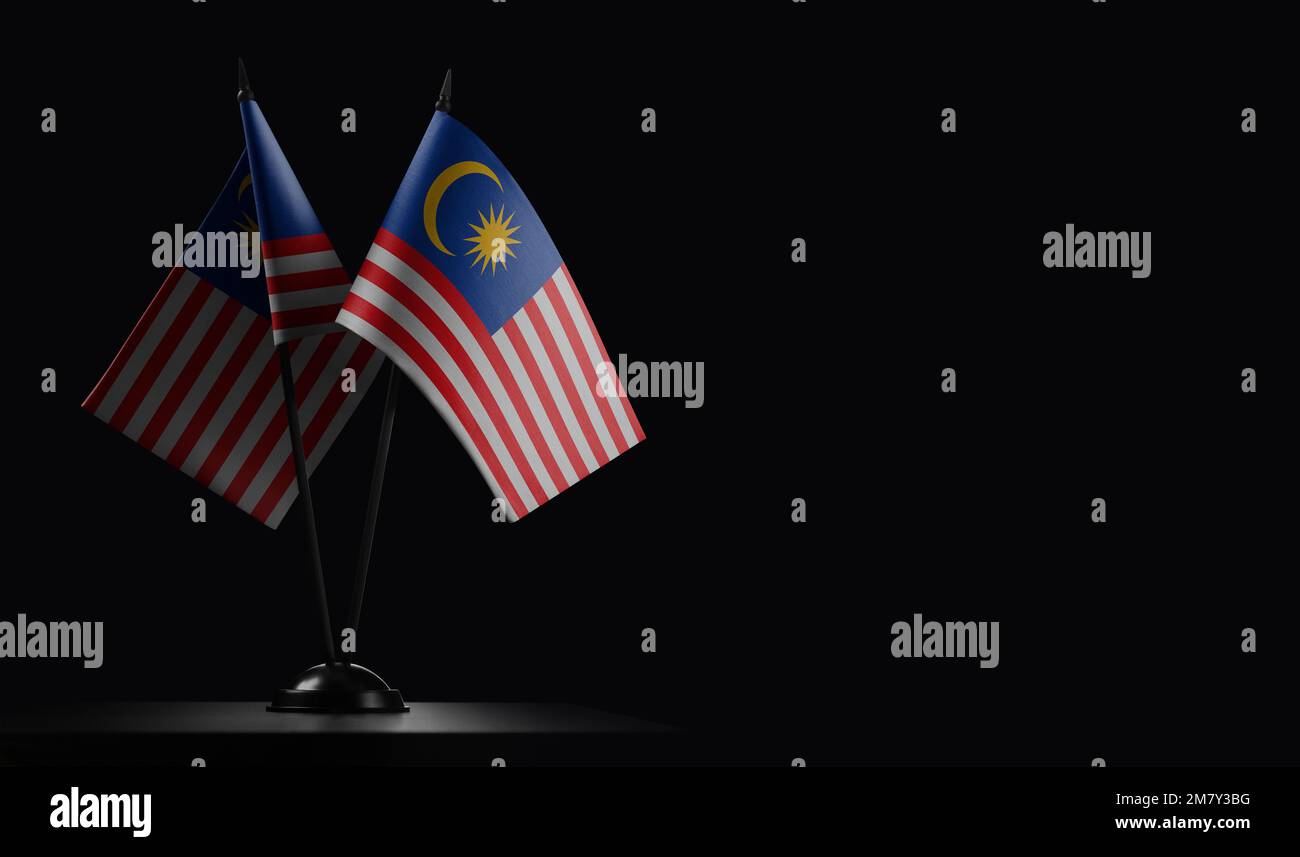 Small national flags of the Malaysia on a black background Stock Photo ...