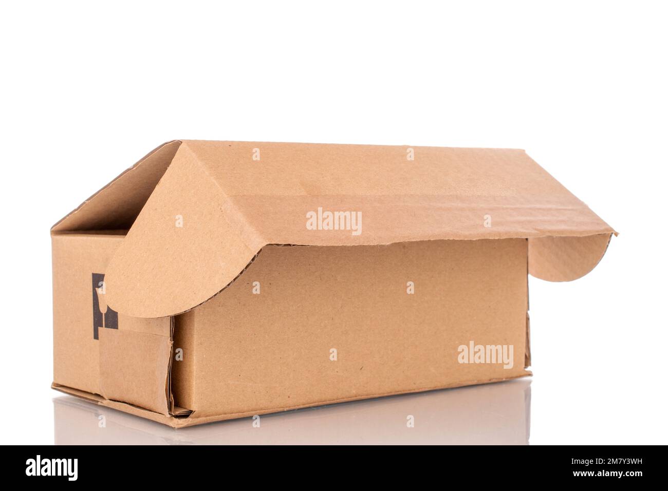 One cardboard box, macro, isolated on white background Stock Photo - Alamy
