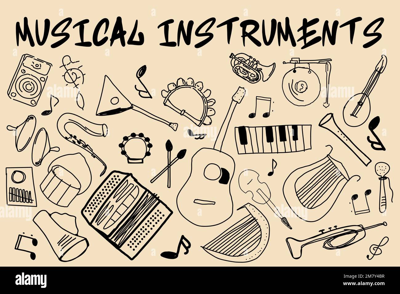 Musical instruments sketch hi-res stock photography and images - Alamy