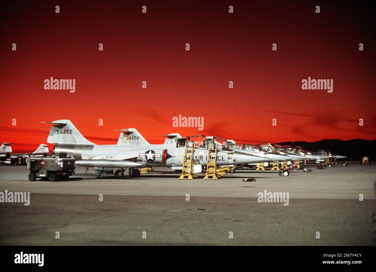 A right side view of the F-104G Starfighter aircraft parked on the ...