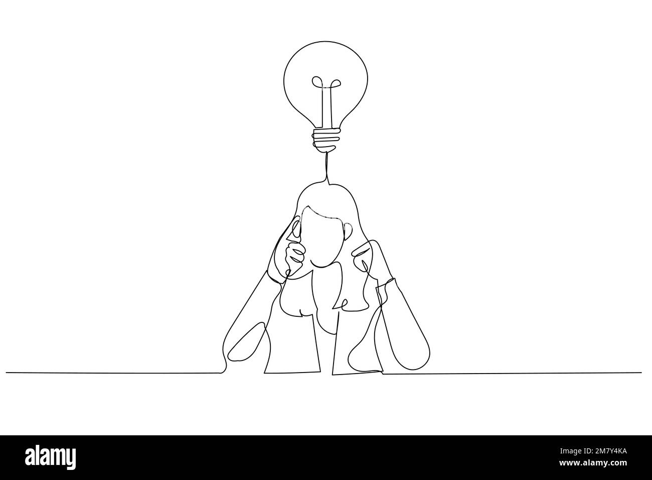 Cartoon of stressed businesswoman contemplate think hard for ideas ...