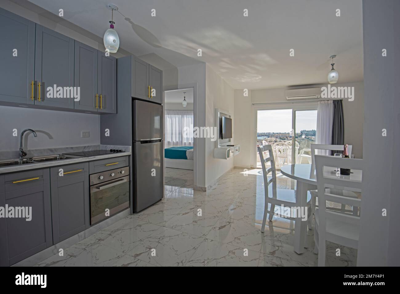 Living room lounge area in luxury apartment show home showing interior ...