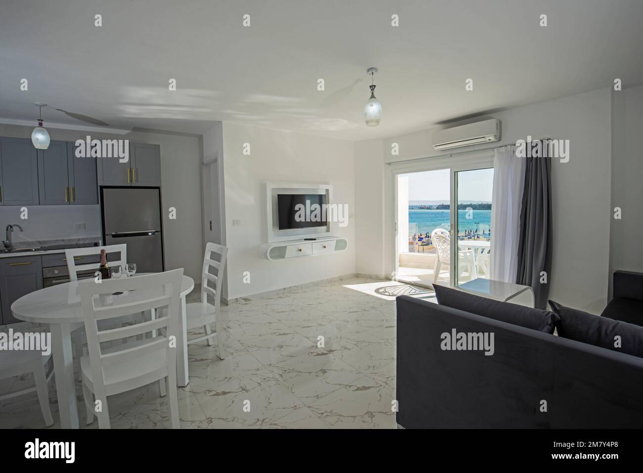 Living room lounge area in luxury apartment show home showing interior ...