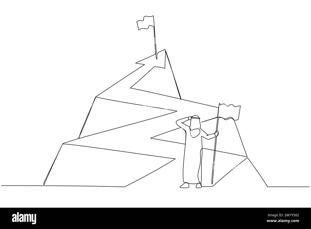 Illustration of arab businessman with flag looking at the flag from the ...