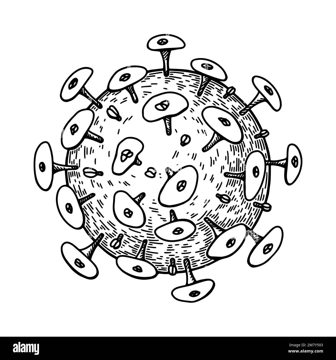 Hand drawn HIV virus isolated on white background. Realistic detailed ...