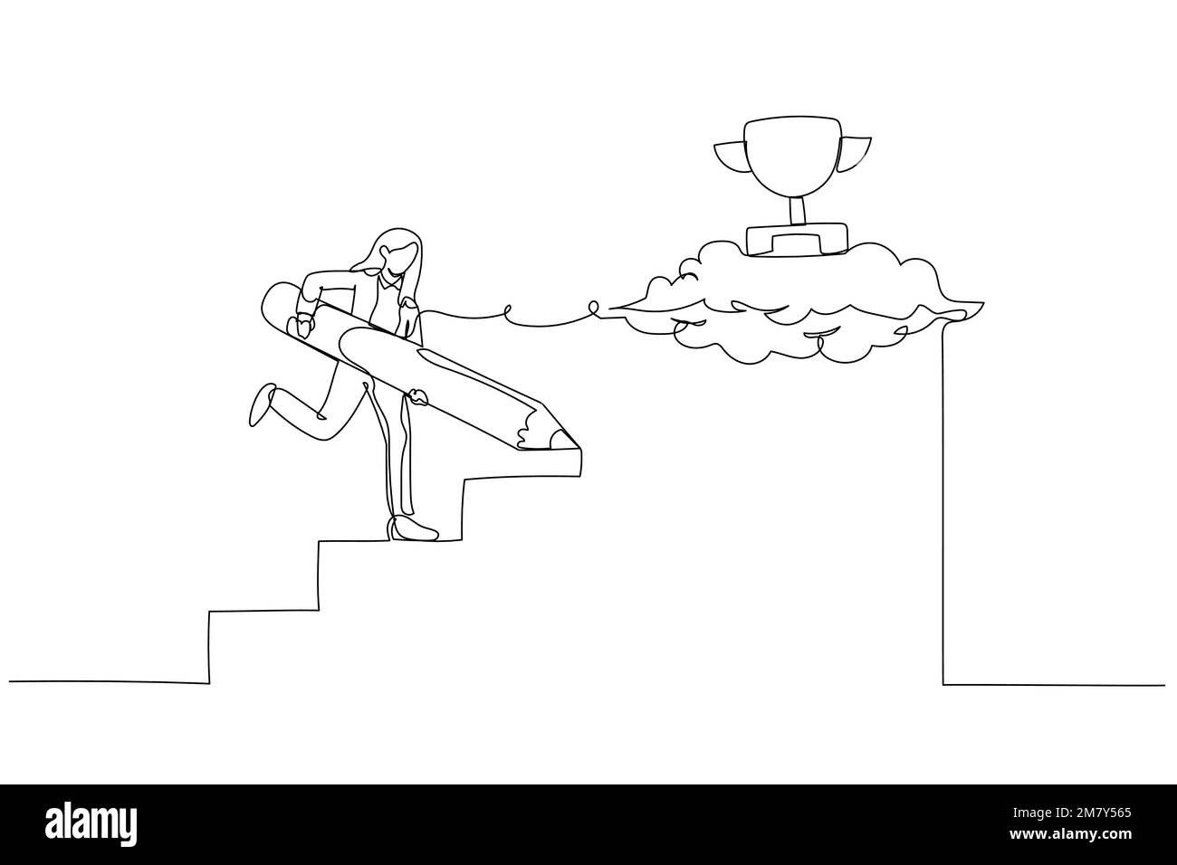 Cartoon man climbing stairs Black and White Stock Photos & Images - Alamy
