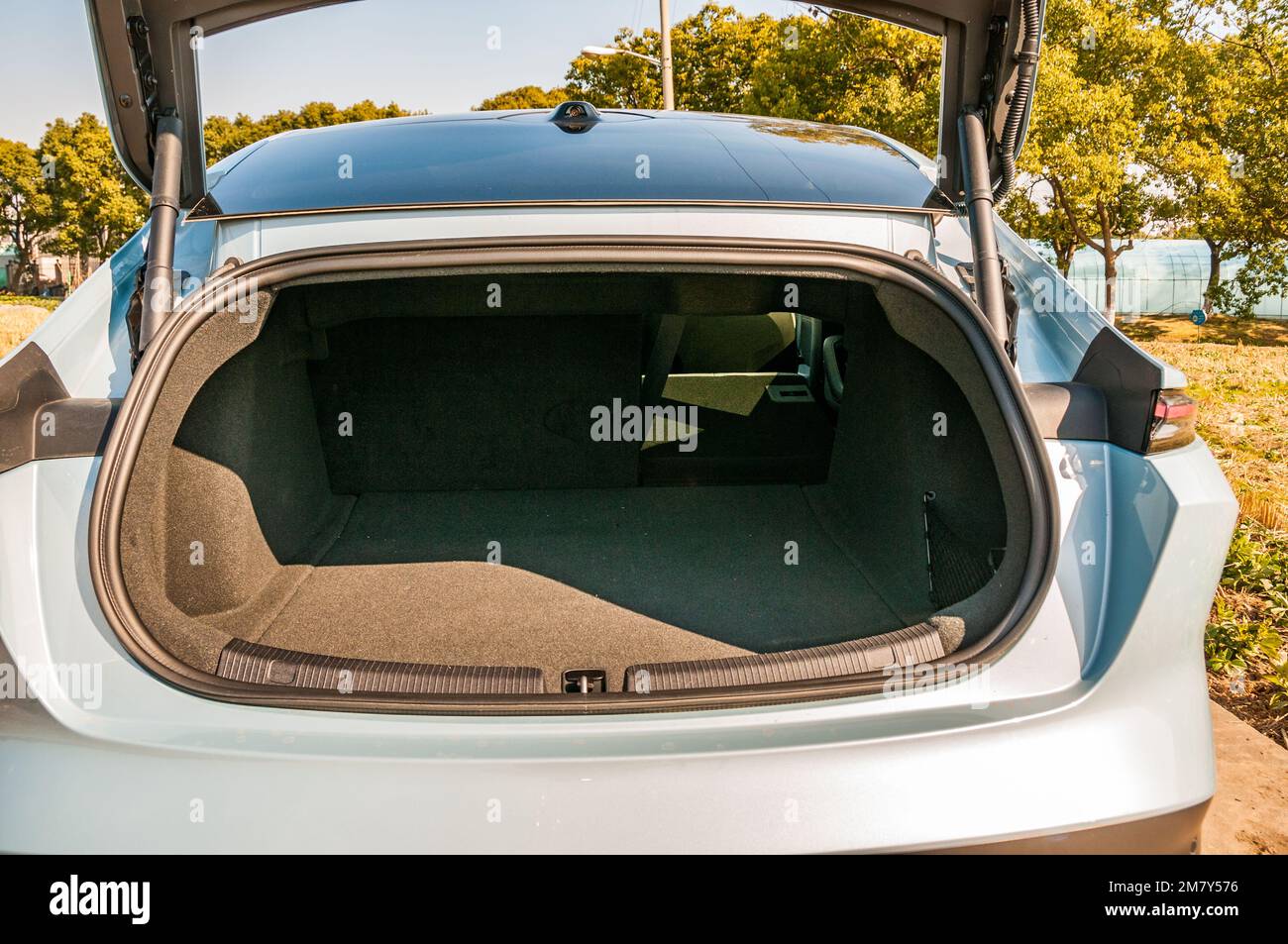Shanghai, China – 01042023: The trunk of a Nio ET5 electric sedan with ...