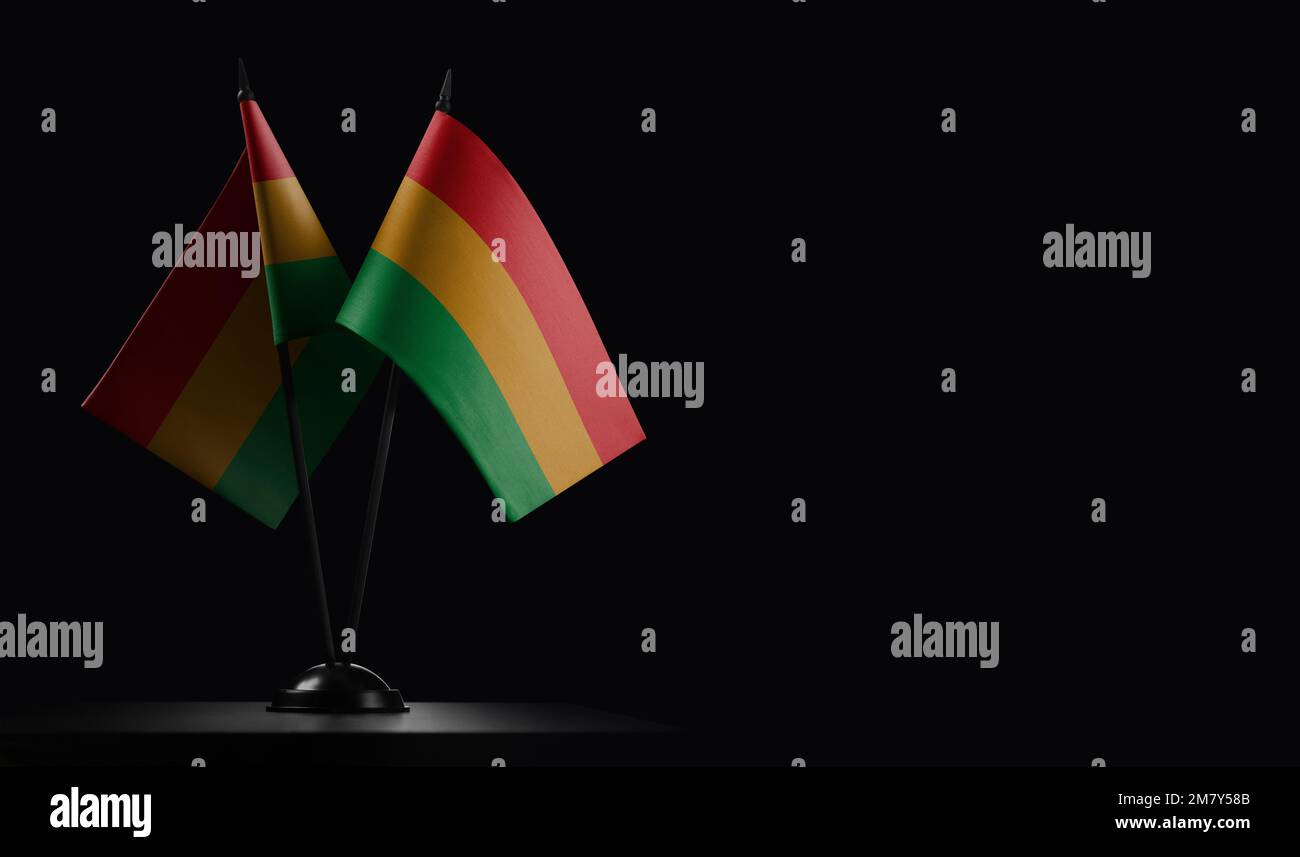 Small national flags of the Bolivia on a black background Stock Photo ...
