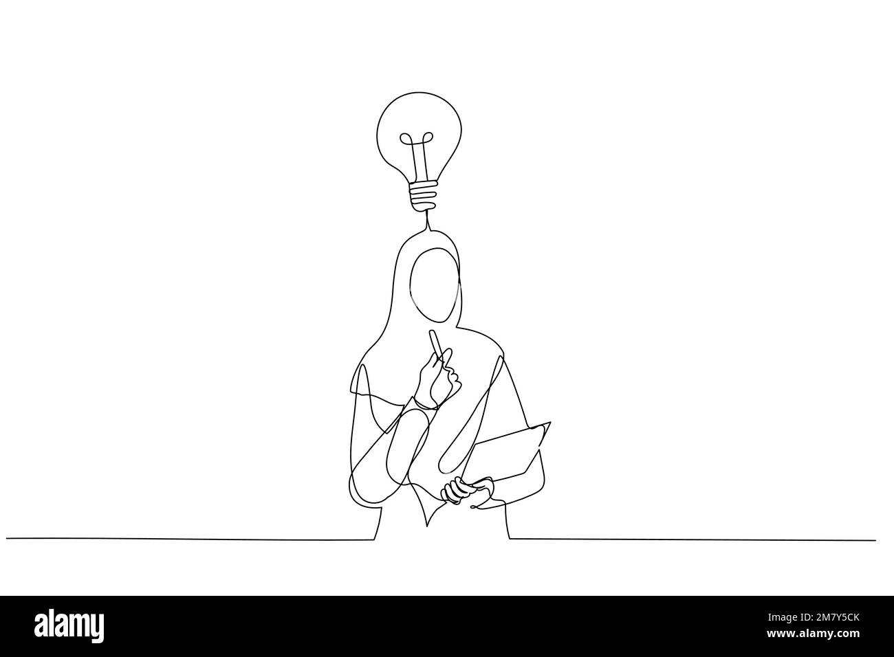 Illustration of young thoughtful muslim businesswoman in glasses ...