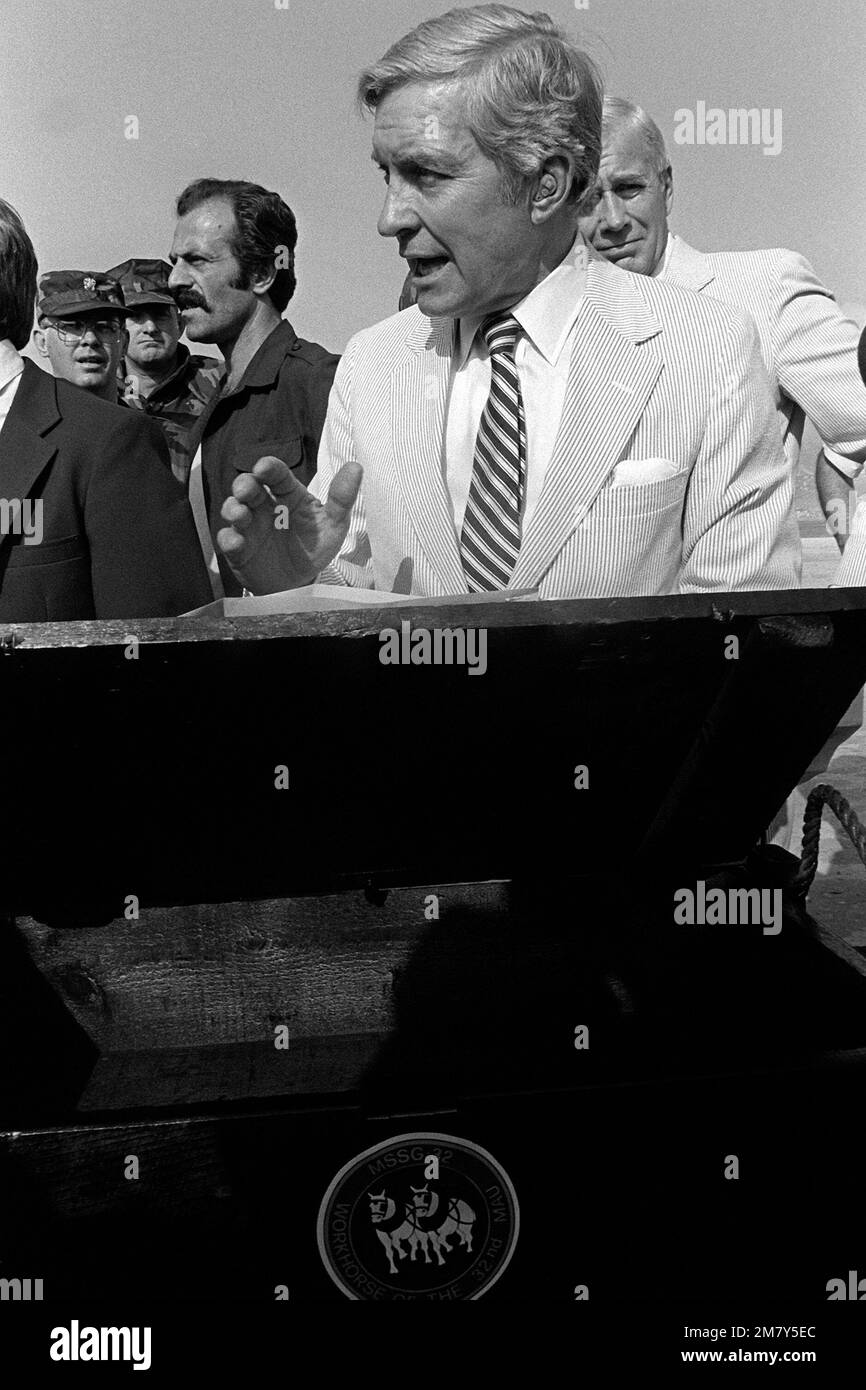 Sen. Charles Percy, R-Ill., speaks at a ceremony marking the arrival of ...