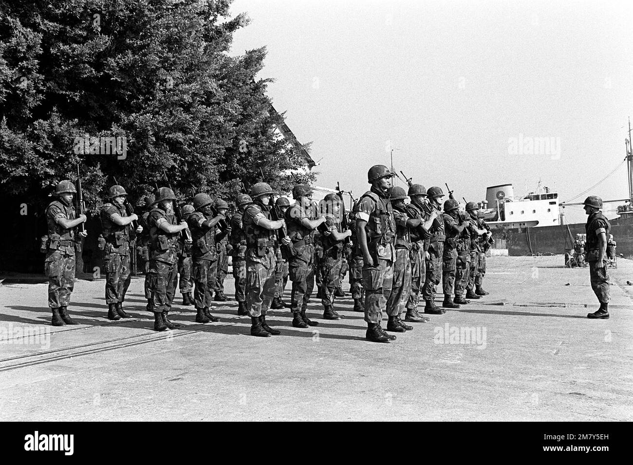 Marines from the 32nd Marine Amphibious Unit stand in formation upon ...