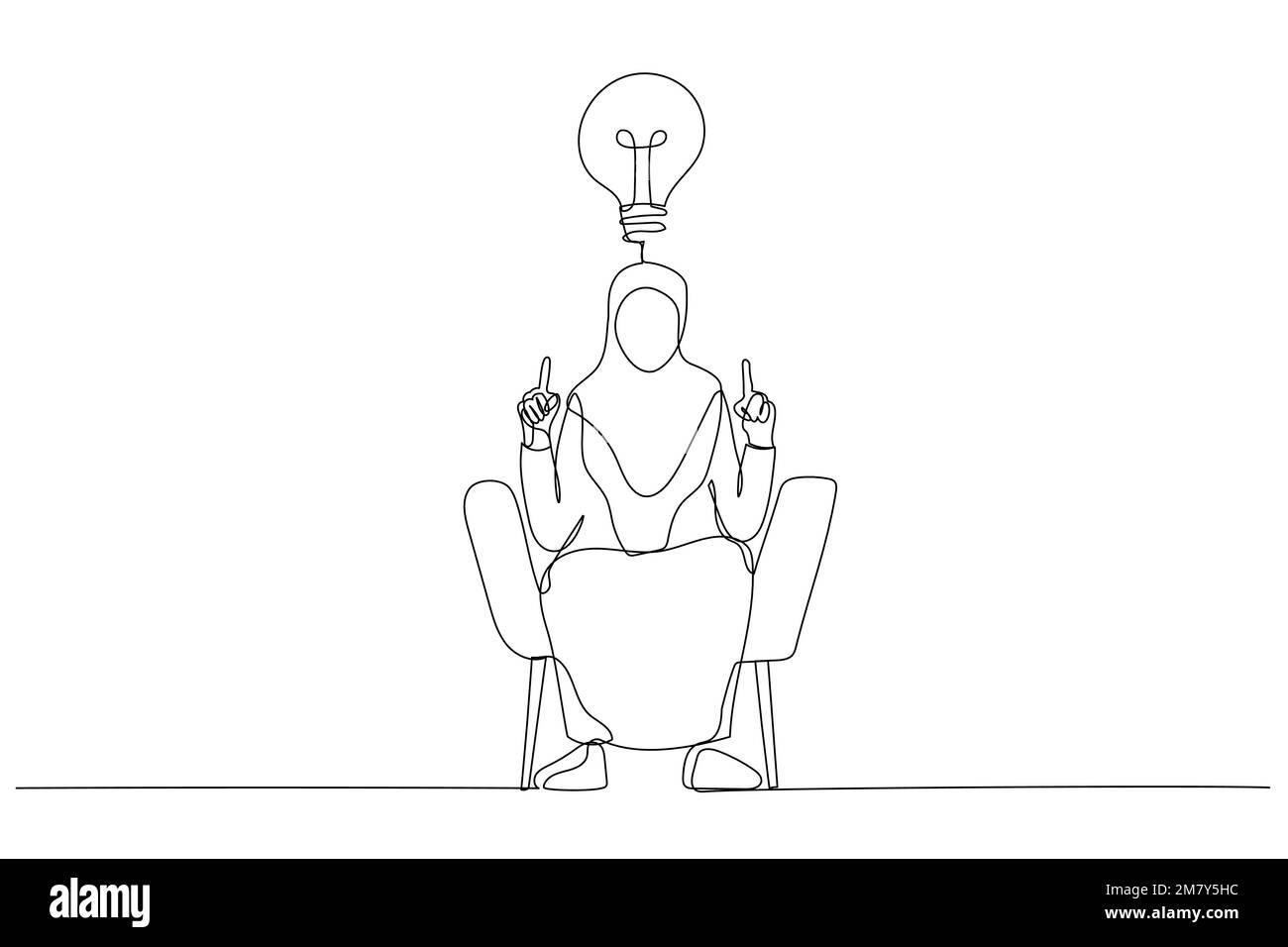 Drawing of muslim businesswoman having creative idea gesturing eureka ...