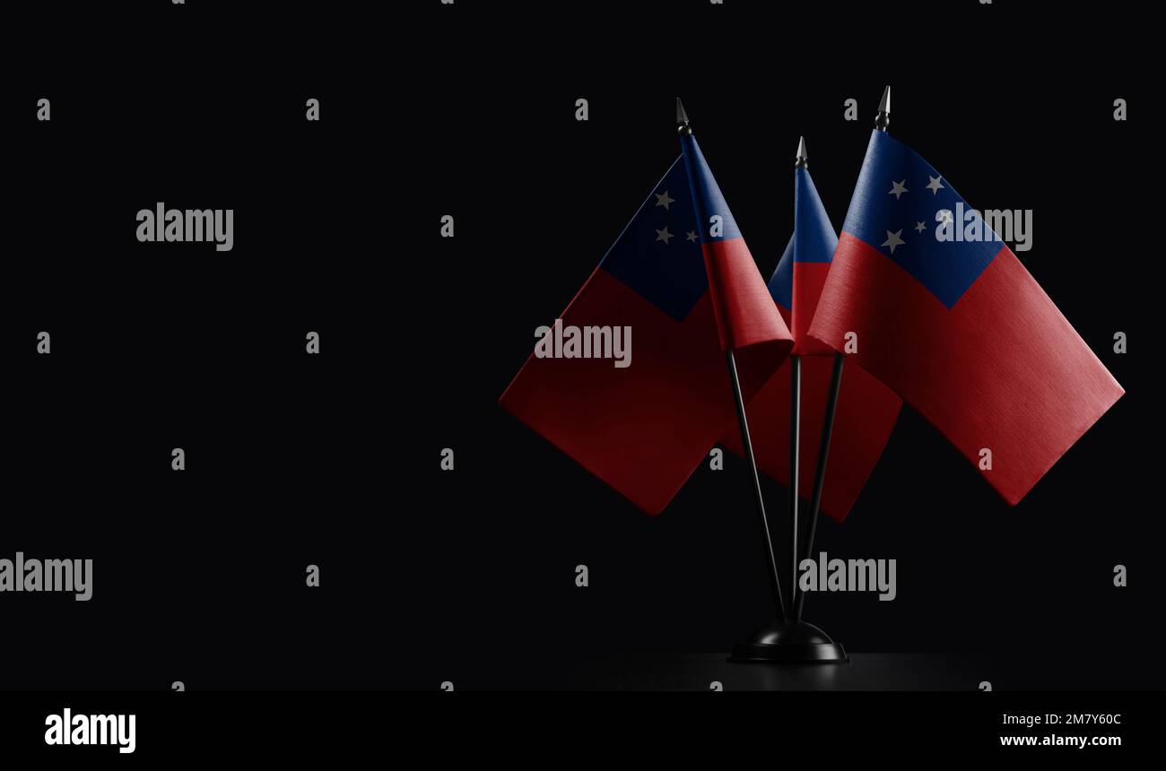 Small national flags of the Samoa on a black background Stock Photo - Alamy