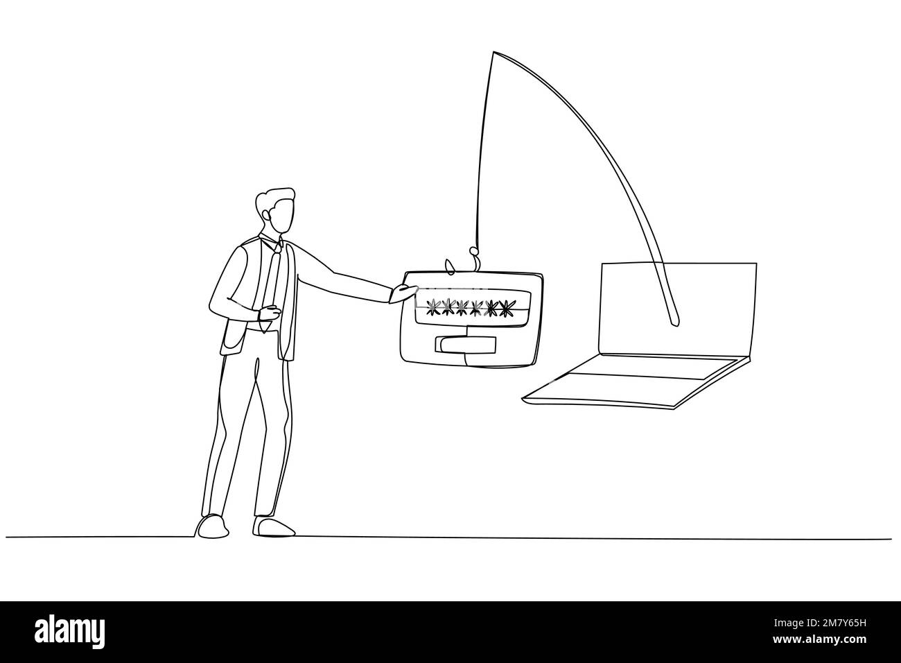 Drawing of businessman with credit card almost get scammed by submit ...