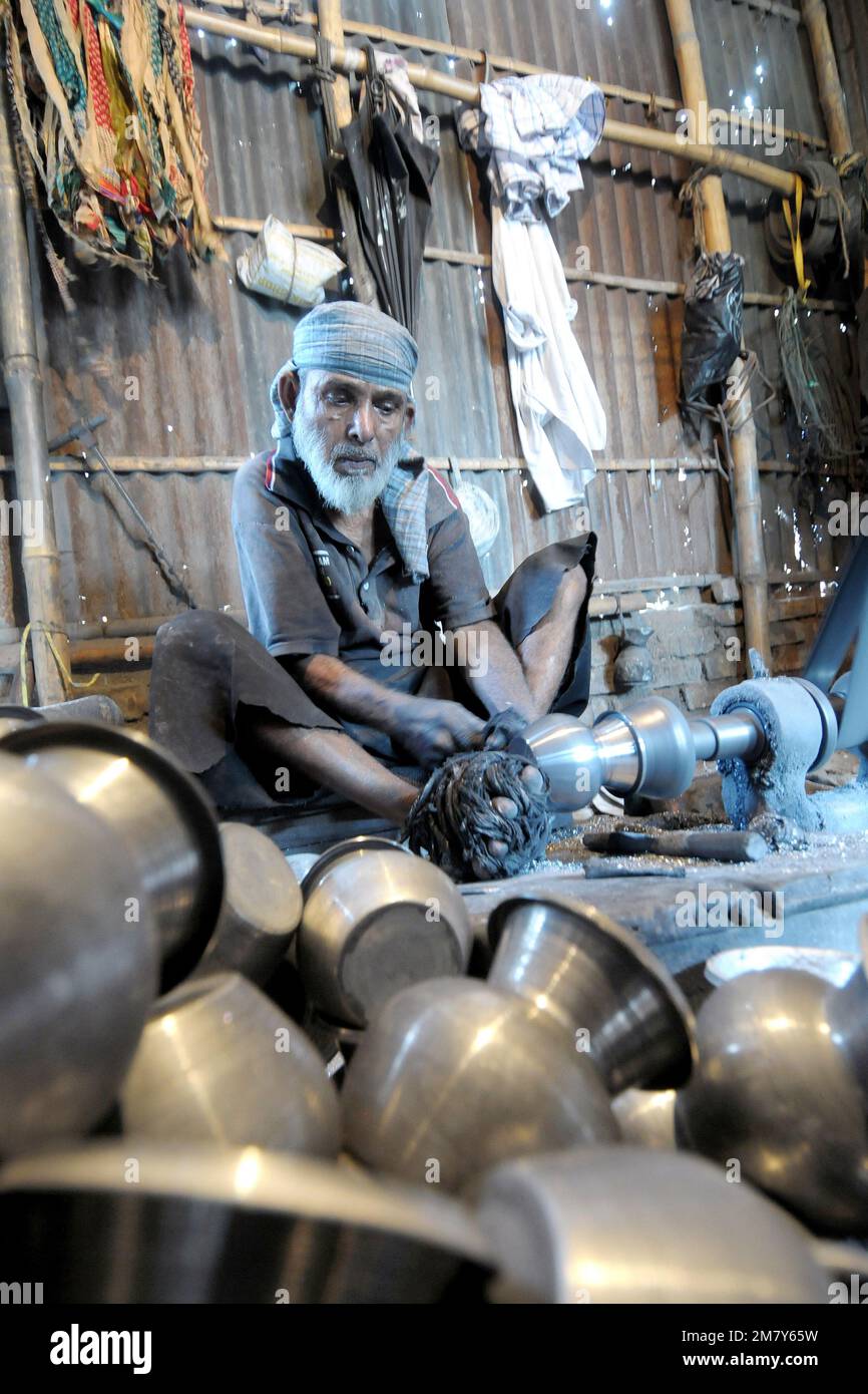 The hard-working motion of people in an aluminum factory Stock Photo ...