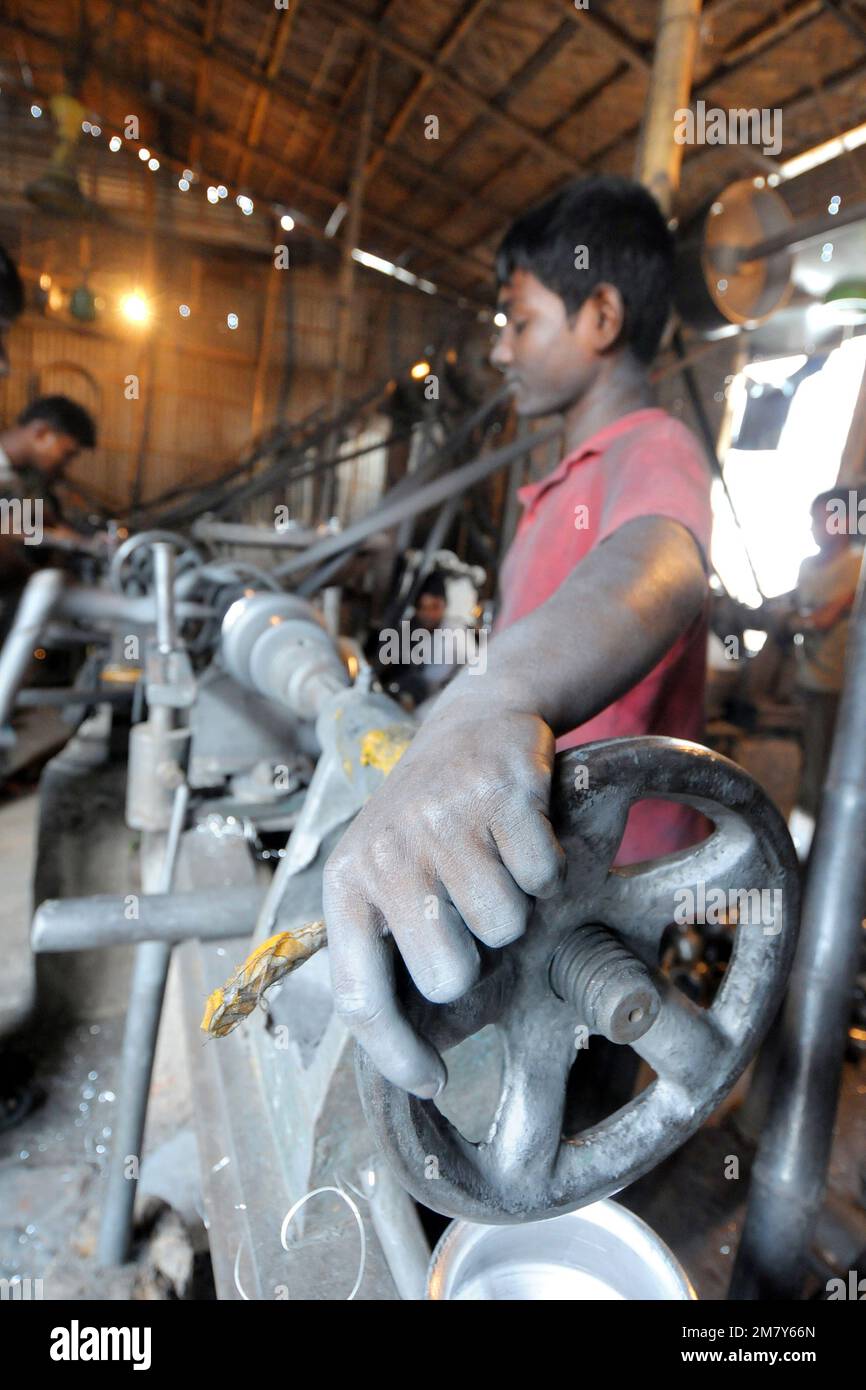 The hard-working motion of people in an aluminum factory Stock Photo ...