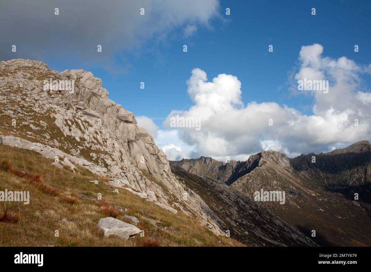 Goat Fell and North Goat Fell viewed from the slopes of Cir Mhor above ...
