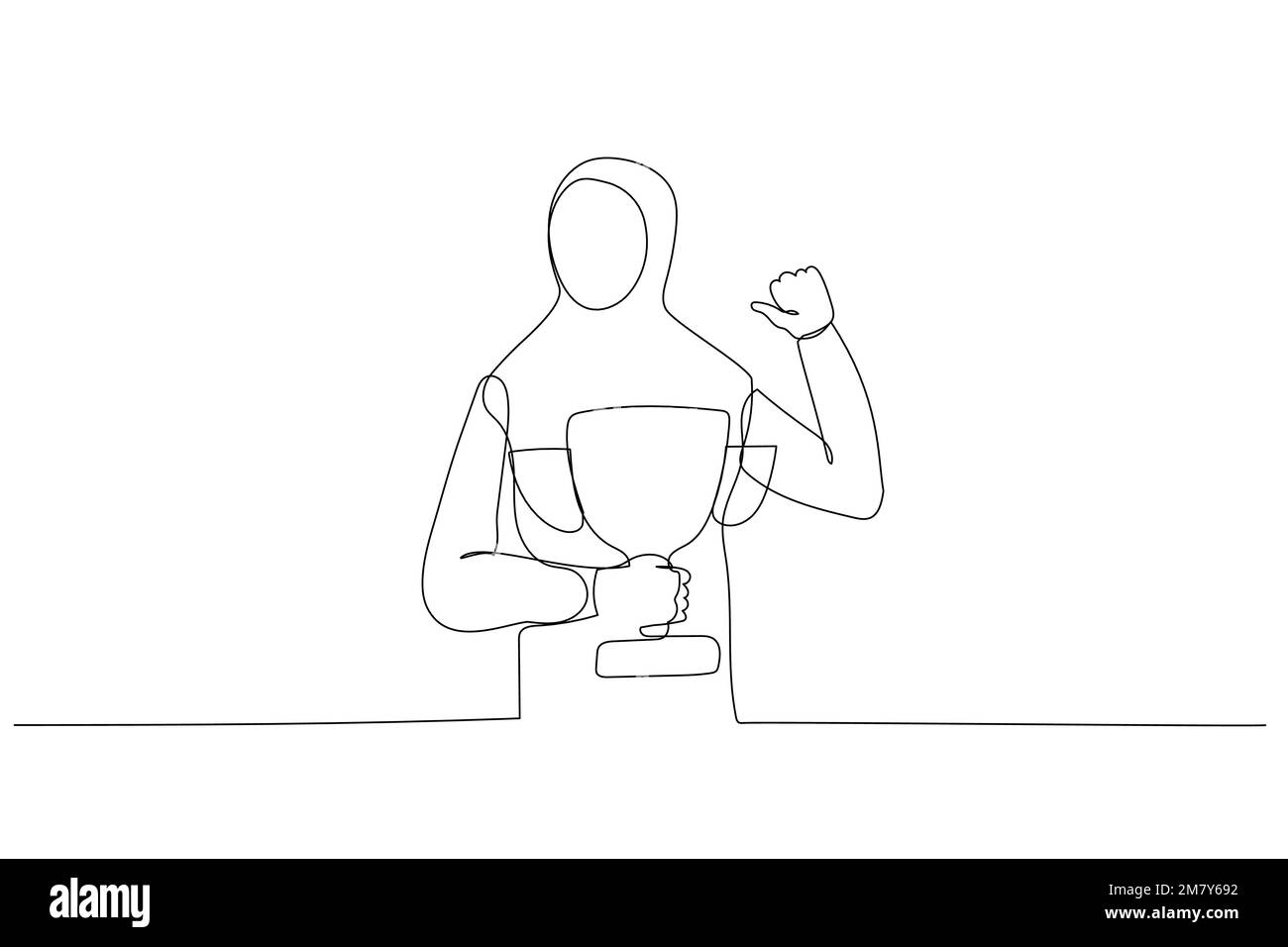 Drawing of muslim businesswoman pointing self with thumb feeling proud ...