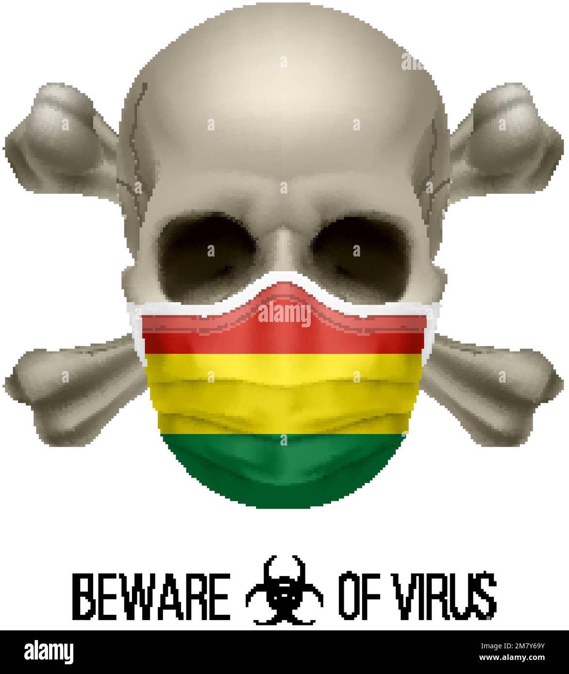 Human Skull with Crossbones and Surgical Mask in the Color of National ...