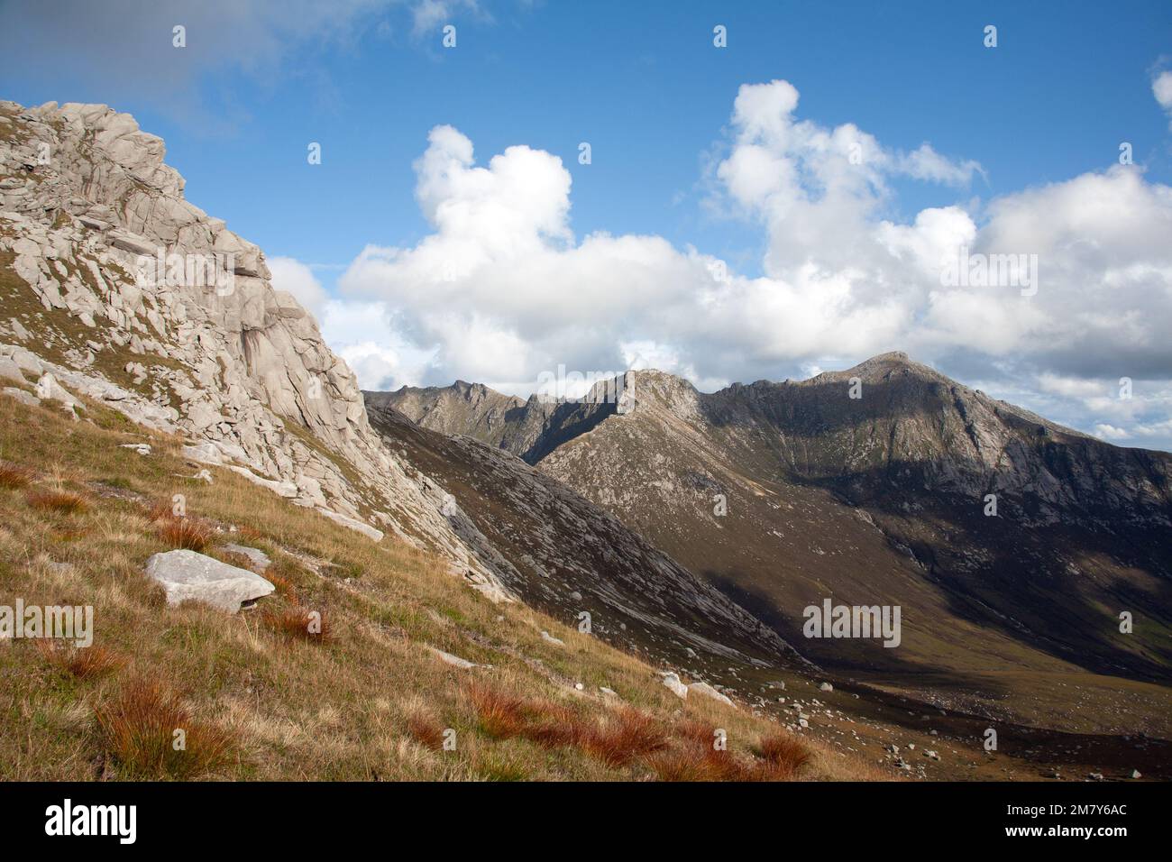 Goat Fell and North Goat Fell viewed from the slopes of Cir Mhor above ...
