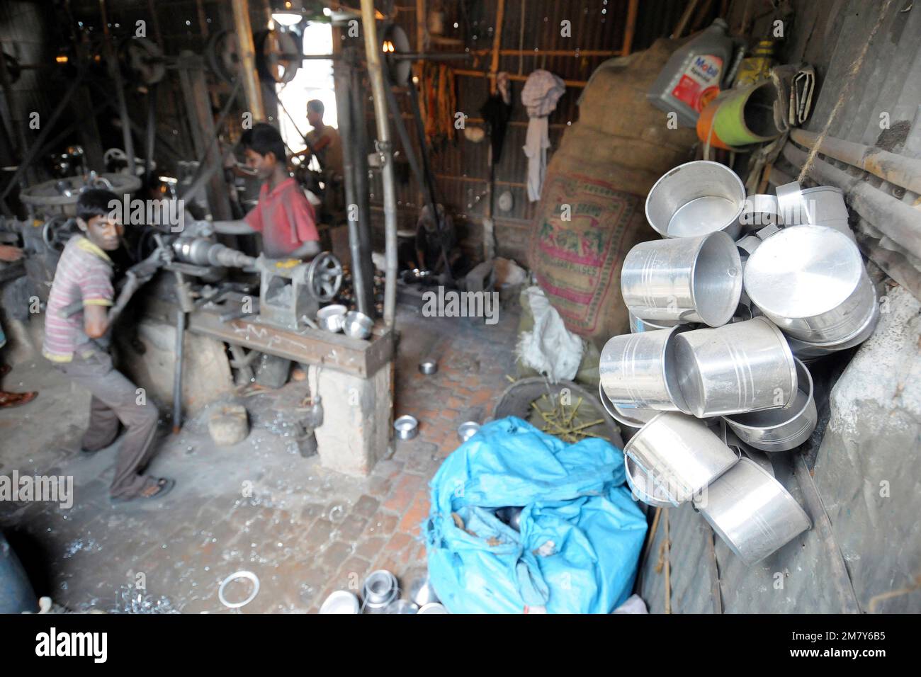The hard-working motion of people in an aluminum factory Stock Photo ...