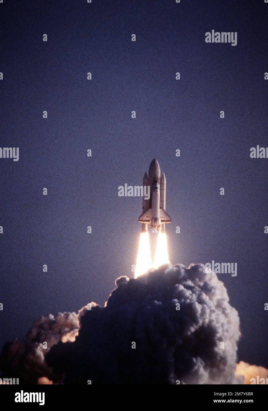 A view of the Space Shuttle Columbia during its first launch. Base ...