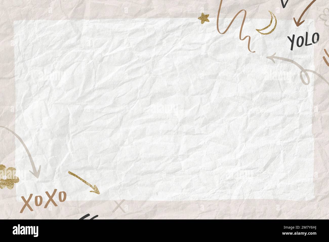 Cute frame vector in doodle style on crumpled paper background Stock ...