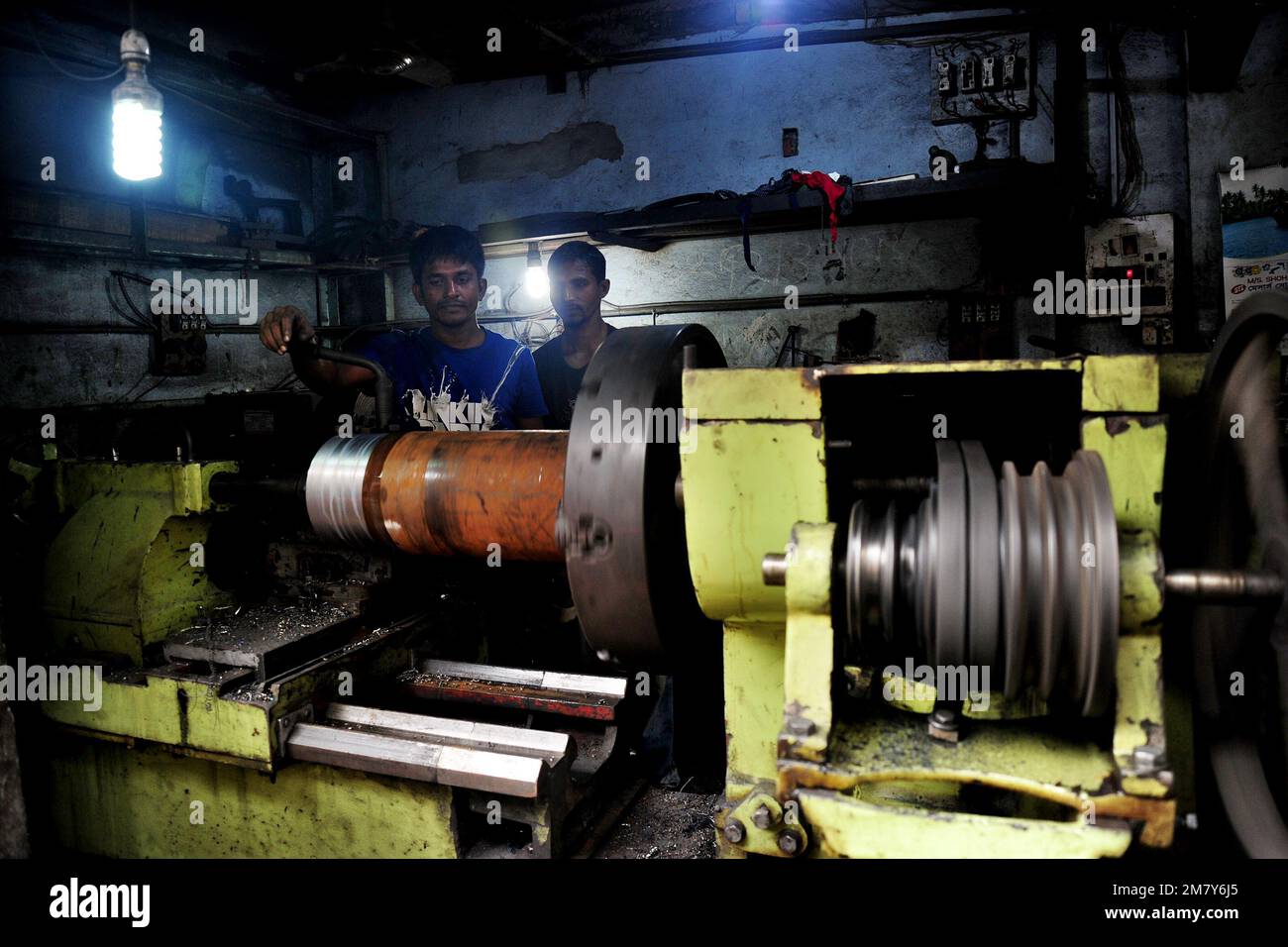 The hard-working motion of people in an aluminum factory Stock Photo ...