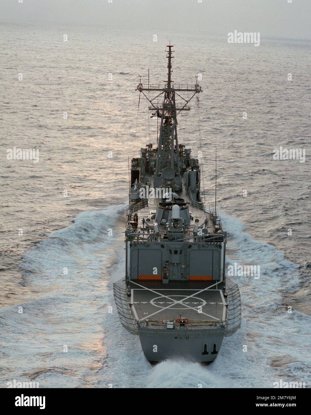 Aerial stern view of the guided missile frigate USS RIED (FFG 30 ...