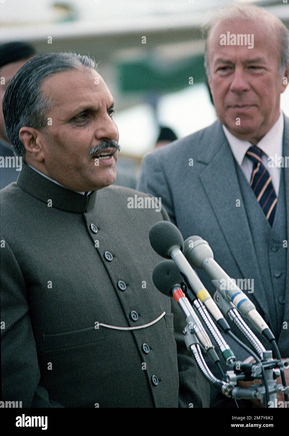 Pakistani President Mohammad Zia ul Haq (left) arrives for a visit to ...