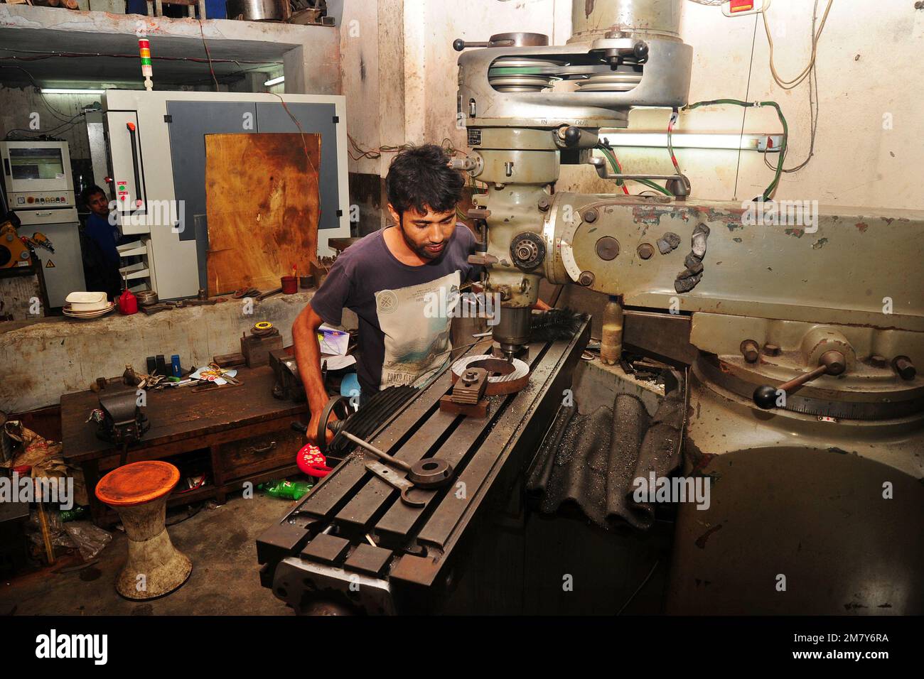 The hard-working motion of people in an aluminum factory Stock Photo ...
