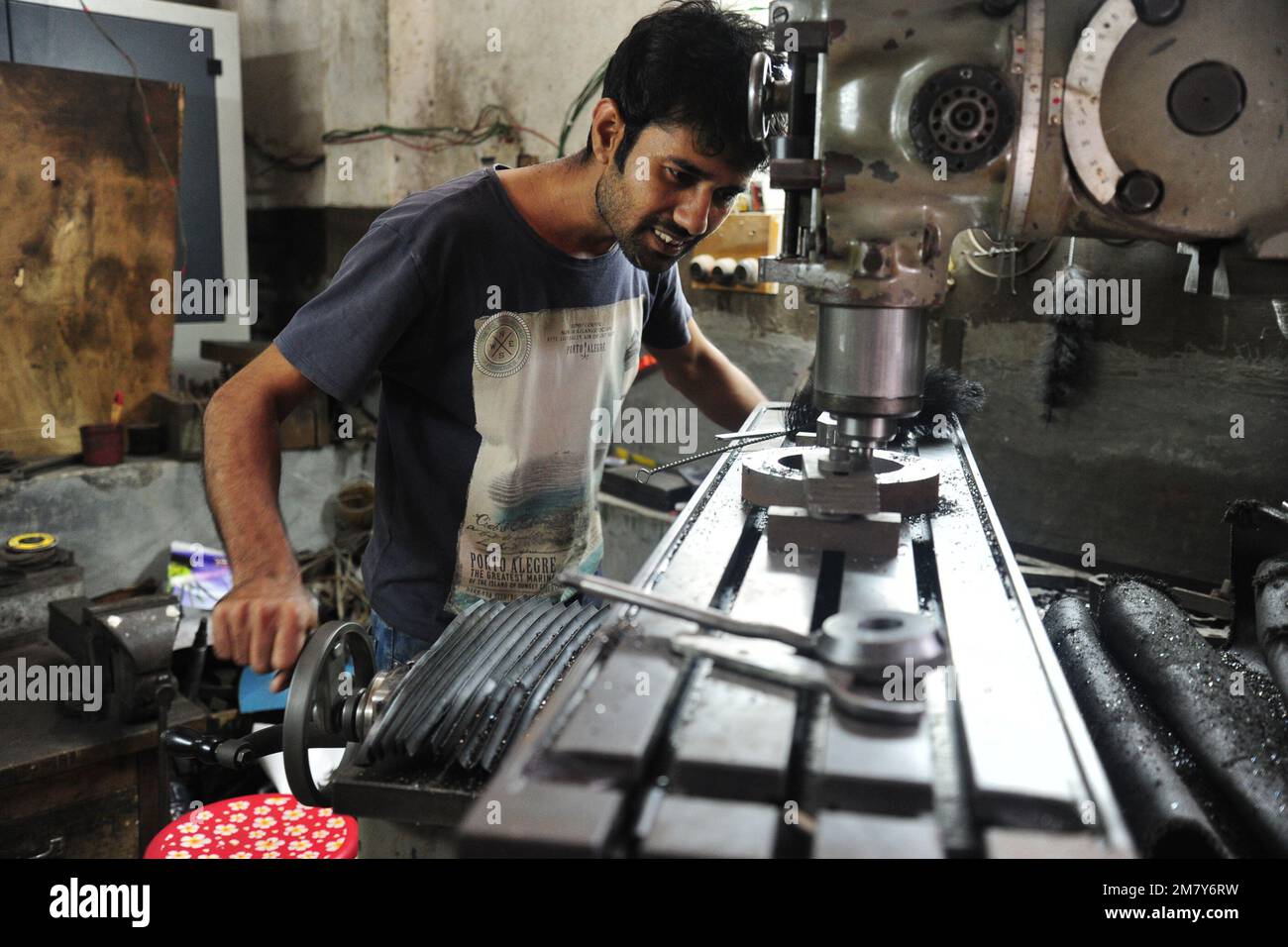The hard-working motion of people in an aluminum factory Stock Photo ...