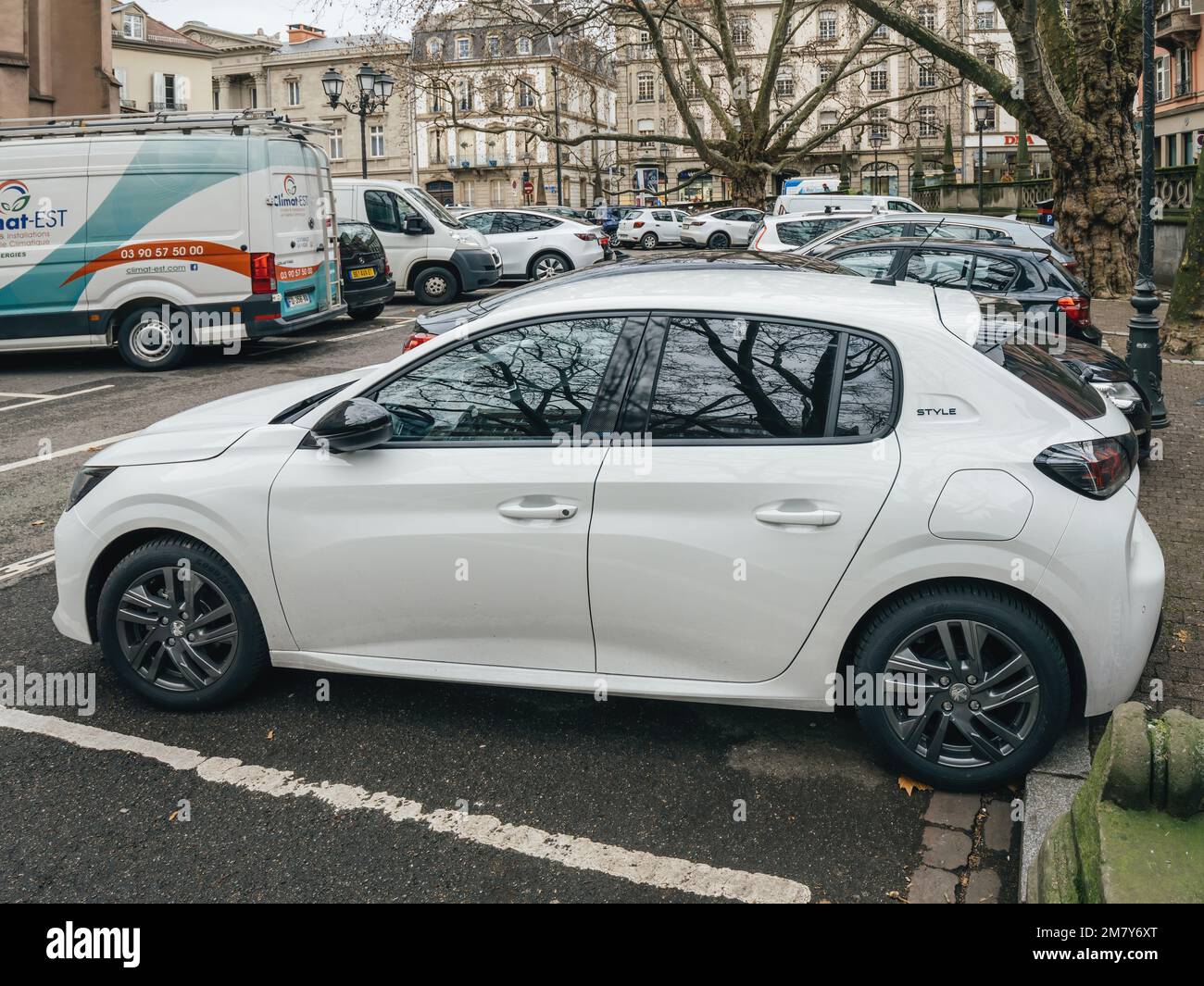 Strasbourg, France - Jan 5 2023: White peugeot car parked in large ...