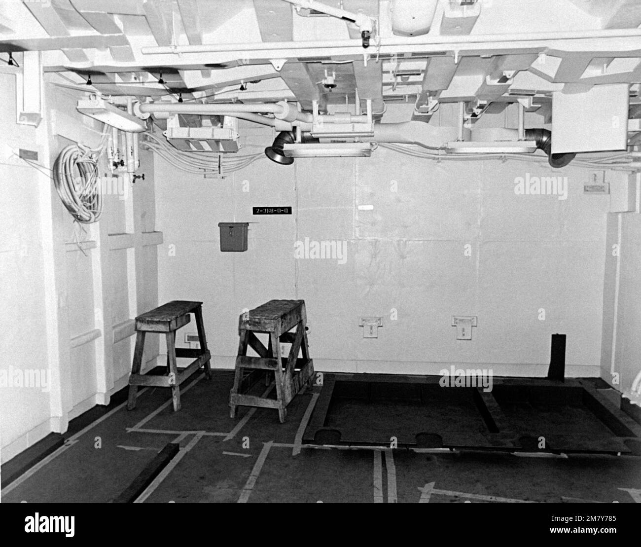 An interior view of the helicopter hauldown and traverse machinery room ...