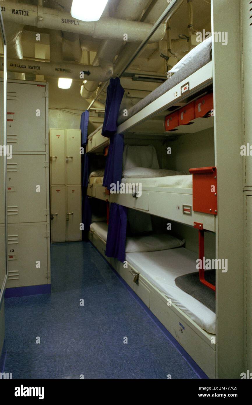 A berthing area aboard the nuclear-powered aircraft carrier USS ...