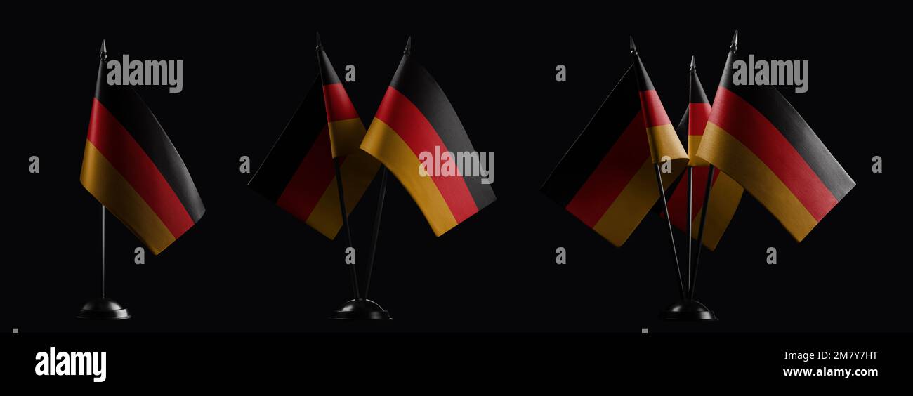 Small national flags of the Germany on a black background Stock Photo ...