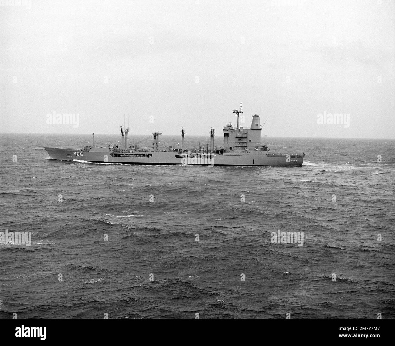 An aerial port beam view of the Cimarron class oiler PLATTE (AO-186 ...