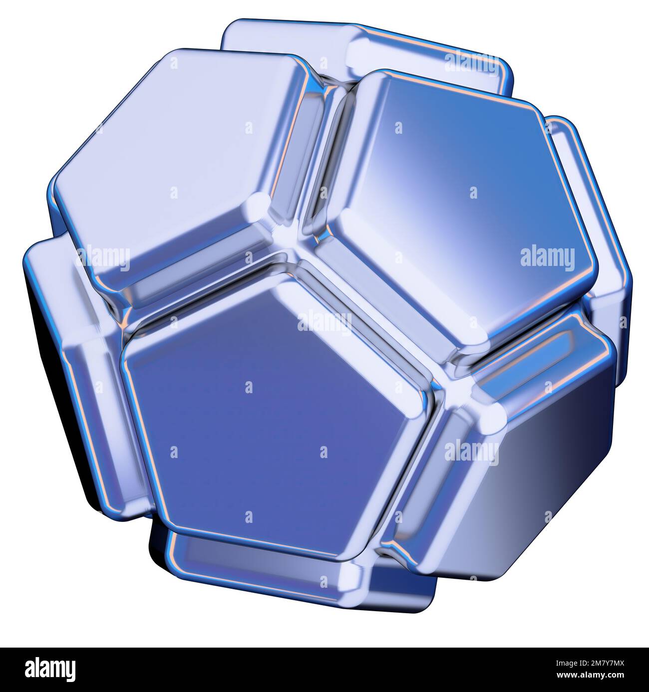 Blue metallic ico Sphere crushed and extruded geometry Abstract ...