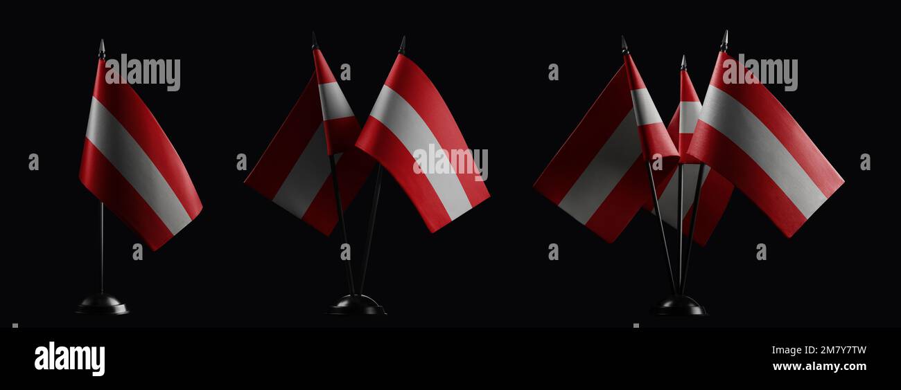 Small national flags of the Austria on a black background Stock Photo ...