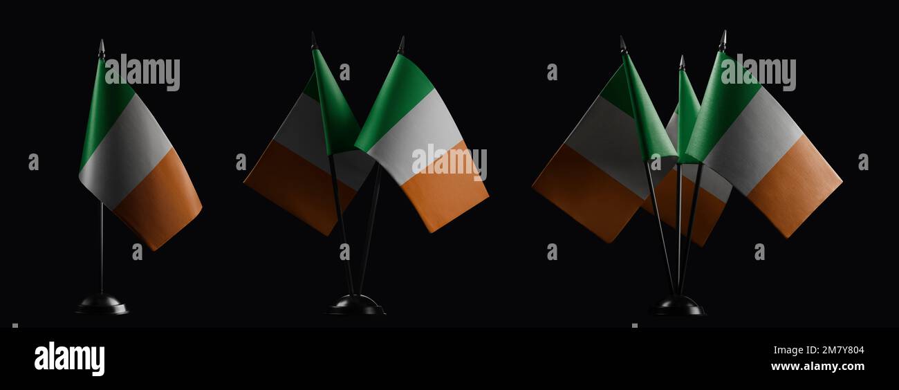 Small national flags of the Ireland on a black background Stock Photo ...