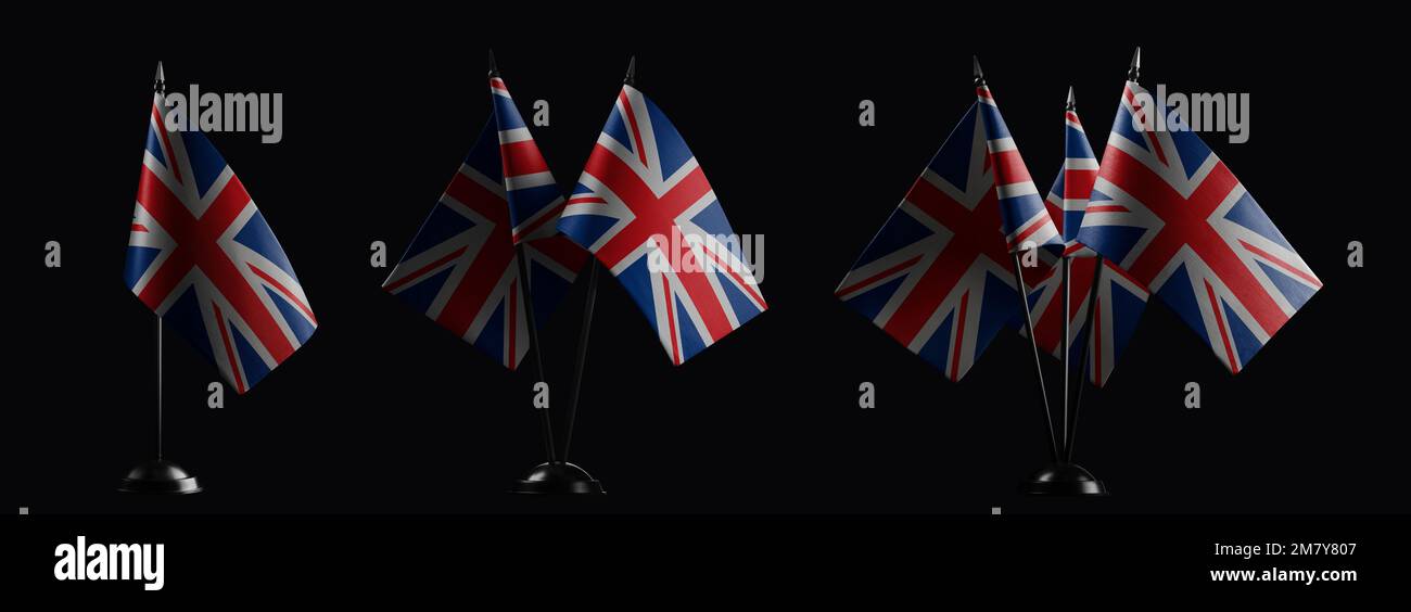 Small national flags of the United Kingdom on a black background Stock ...