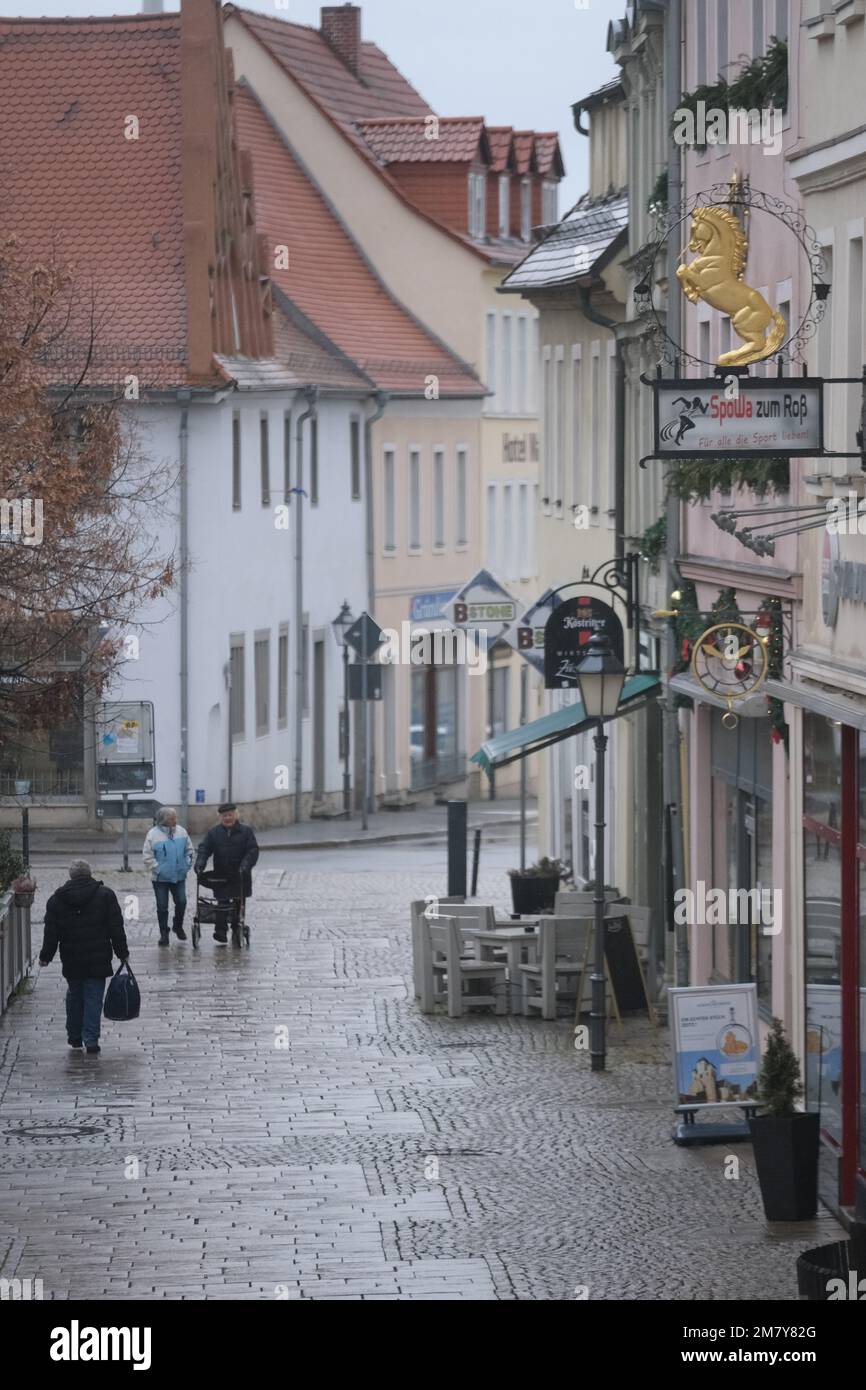 Zeitz, Germany. 11th Jan, 2023. View of the pedestrian zone. The ...