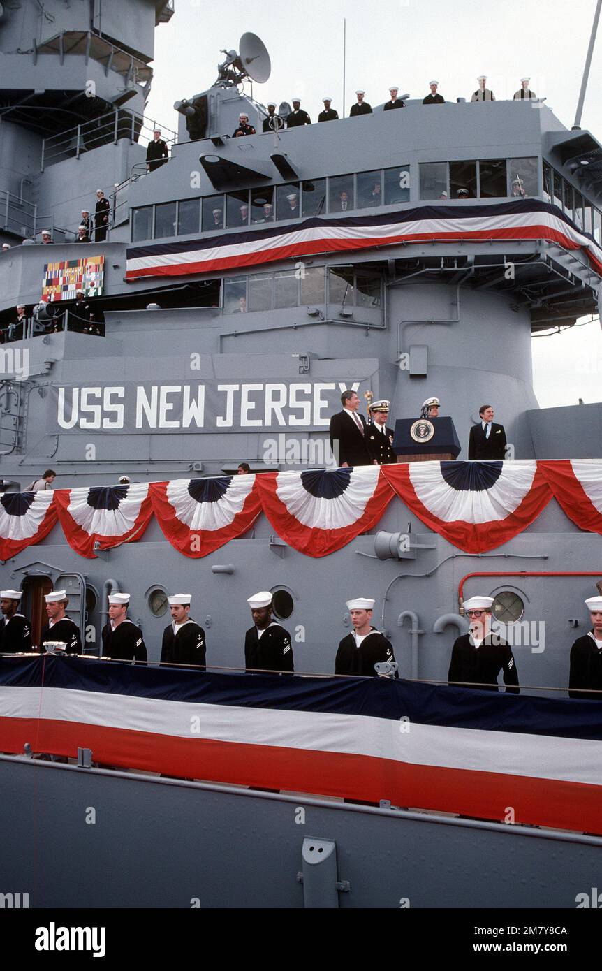 Right to left: President Ronald Reagan, CAPT William M. Fogarty ...