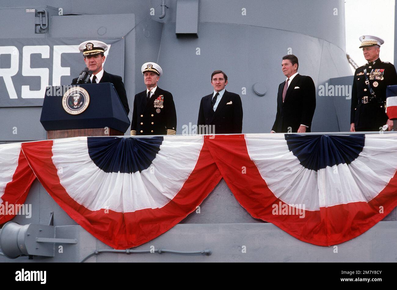 CAPT William M. Fogarty, commanding officer, speaks during the ...