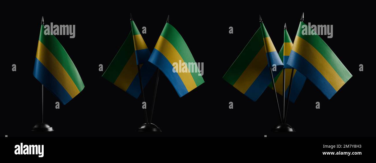 Small national flags of the Gabon on a black background Stock Photo - Alamy