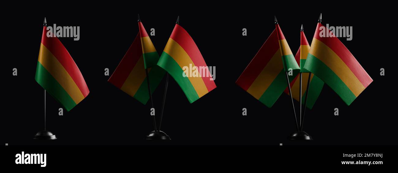 Small national flags of the Bolivia on a black background Stock Photo ...