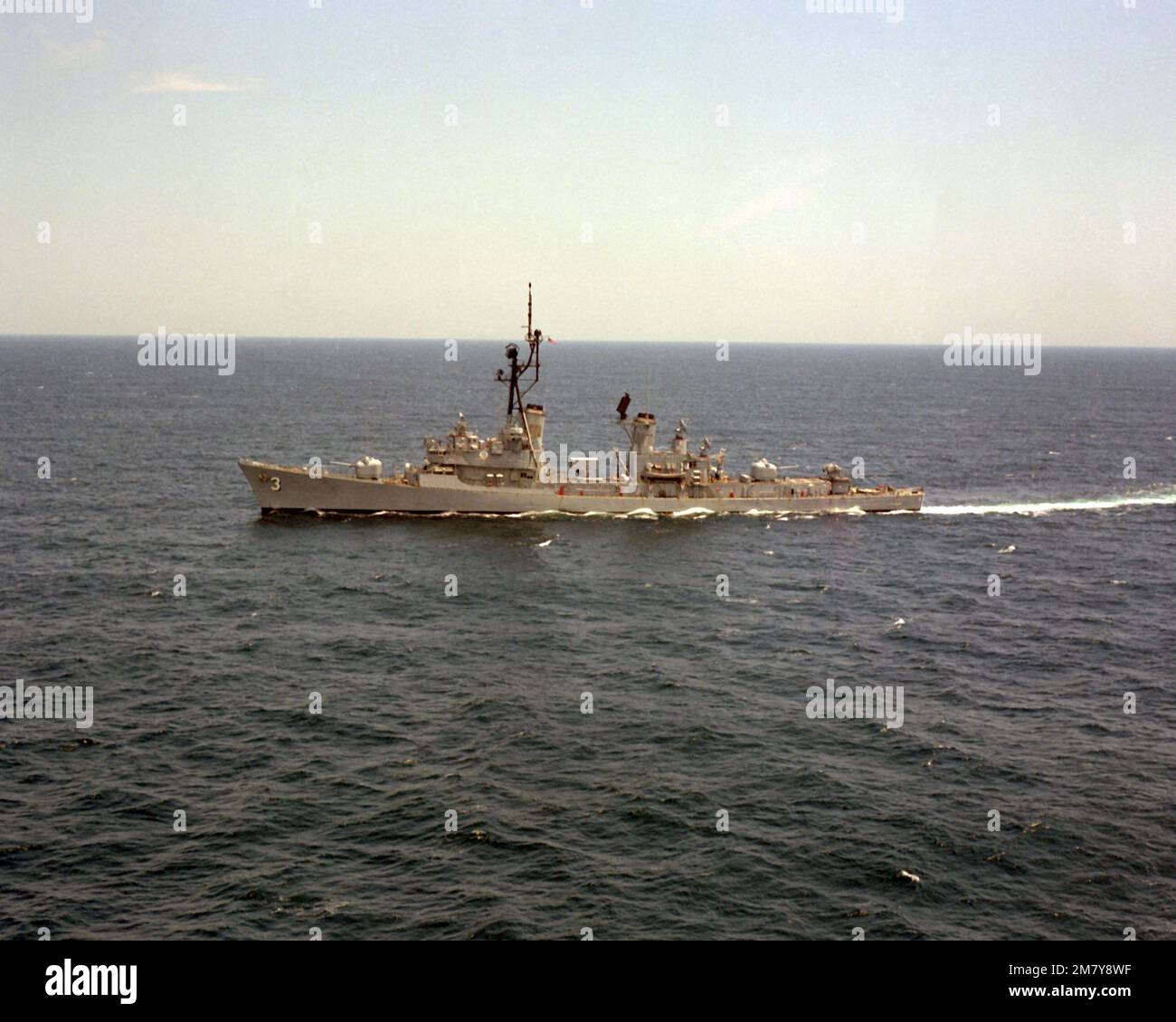 A port beam view of the guided missile destroyer USS JOHN KING (DDG-3 ...