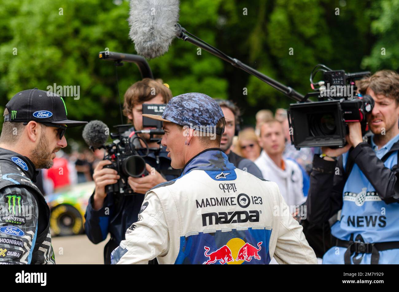 Stunt drivers Michael 'Mad Mike' Whiddett and Ken Block at 2016 ...